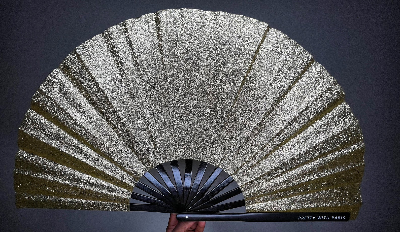 Large Glitter Bamboo Hand Fan - Etsy