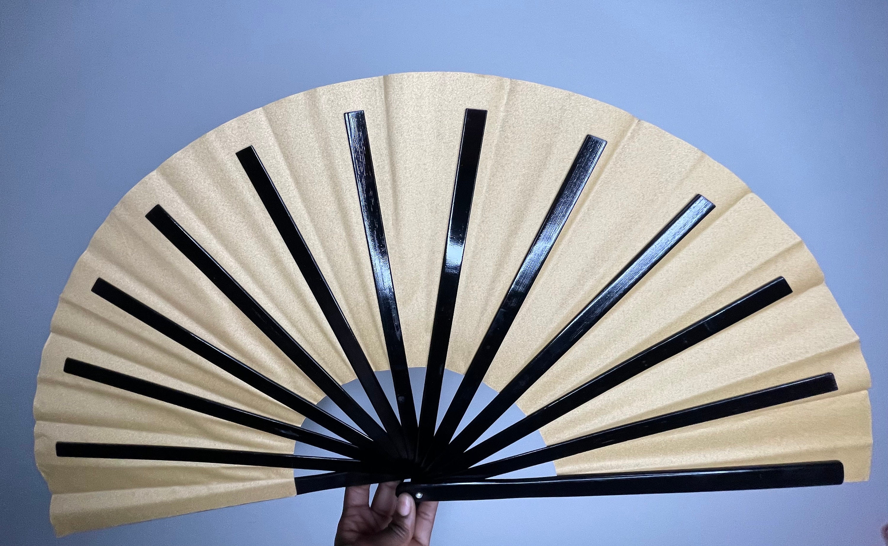 Large Glitter Bamboo Hand Fan - Etsy