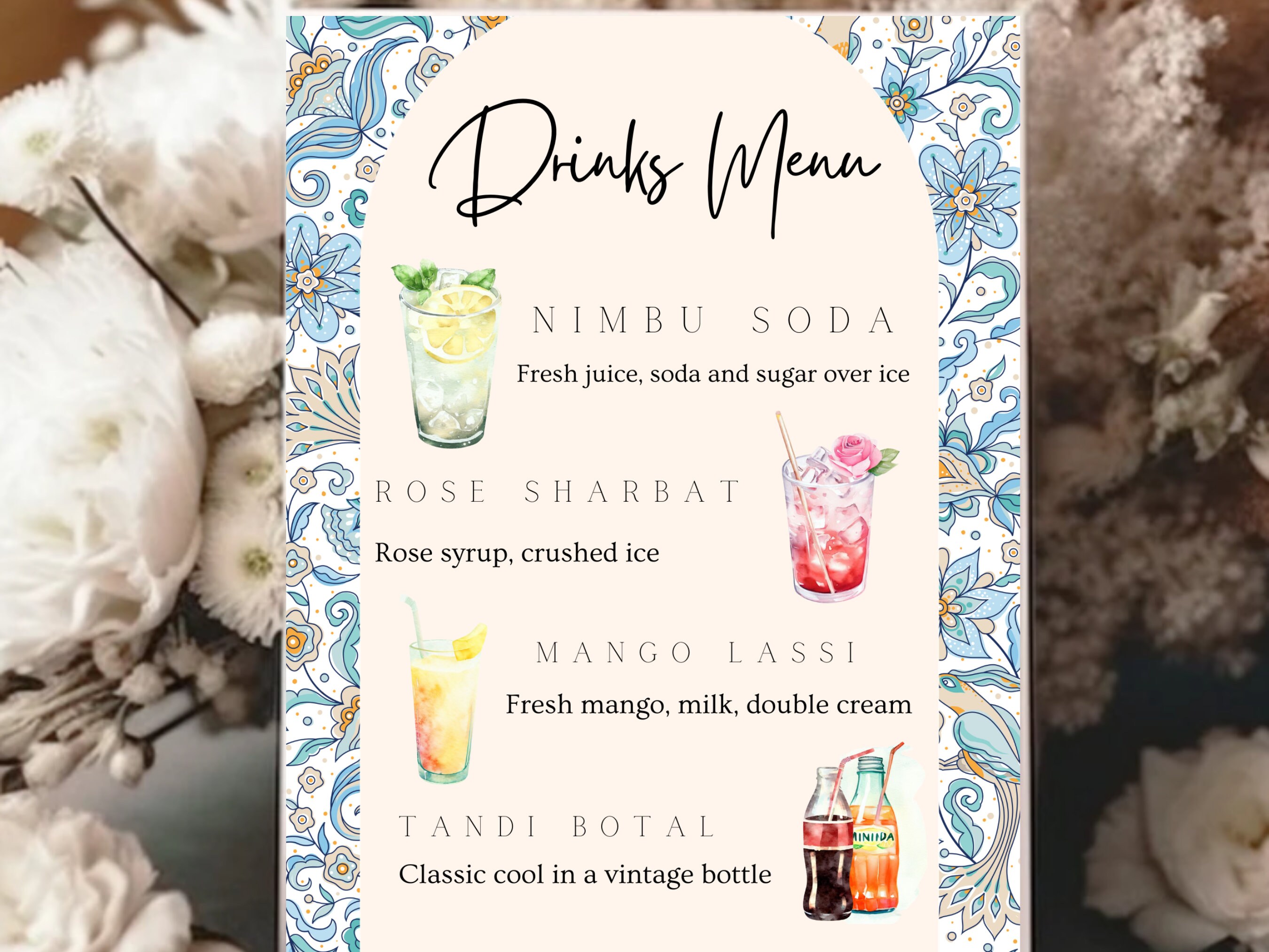 Desi Drinks Menu Pakistani Drinks Menu Party Decor Drinks - Etsy