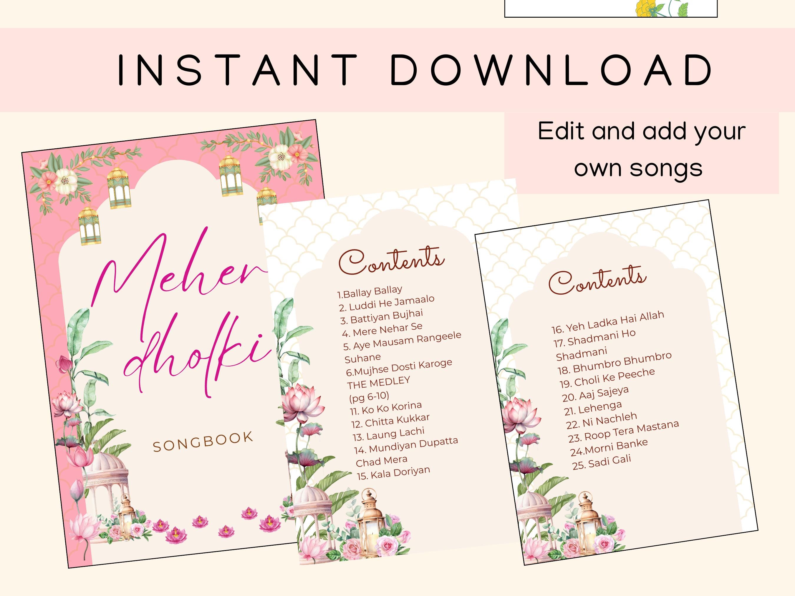 Dholki Song Book, Mehndi Songs, Dholki Songs, Mehndi Song Book, Sangeet ...