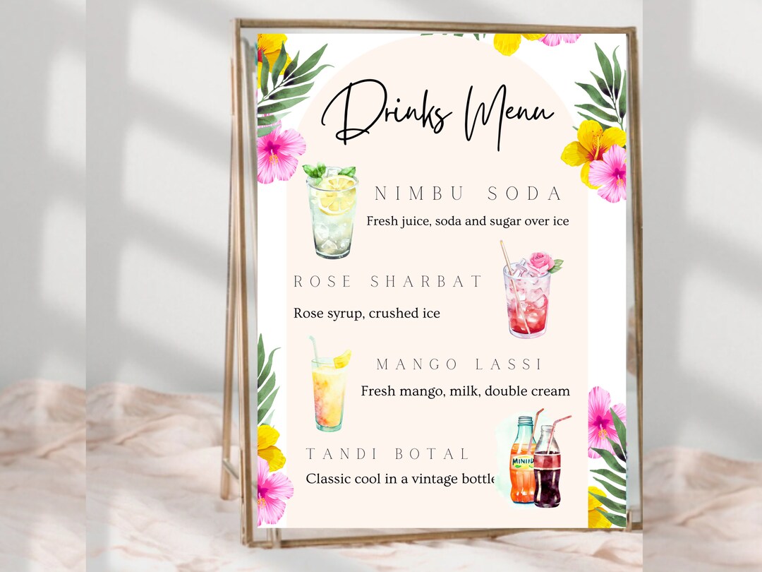 Desi Drinks Menu Pakistani Drinks Menu Party Decor Drinks - Etsy