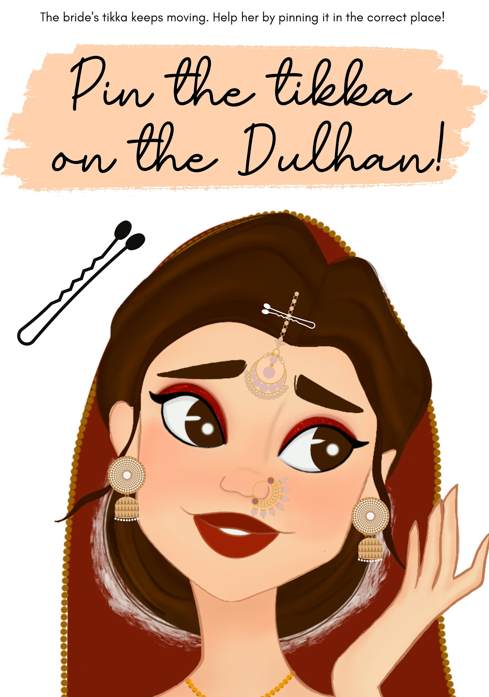 Desi Indian Bridal Shower Game Pin the Tikka on the Dulhanshaadi Game ...