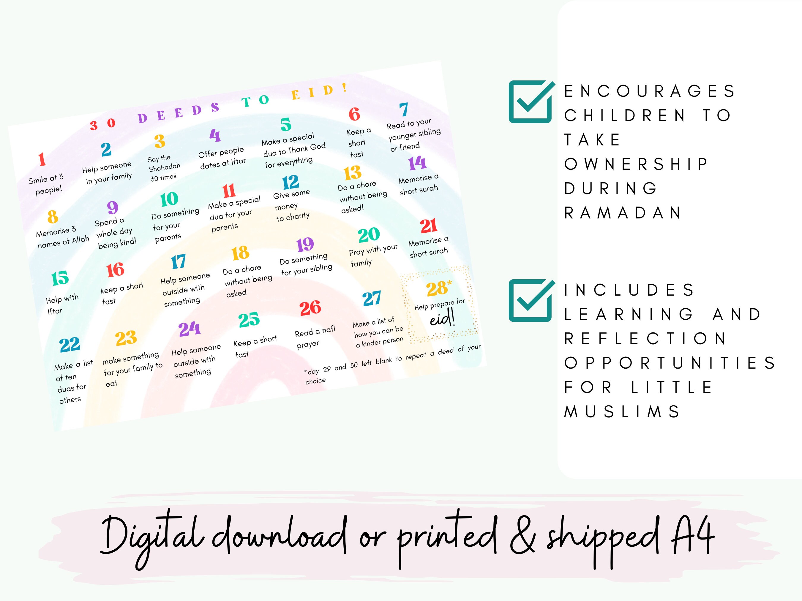 Kids Ramadan Chart Good Deed Chart Countdown to Eid Muslim - Etsy UK