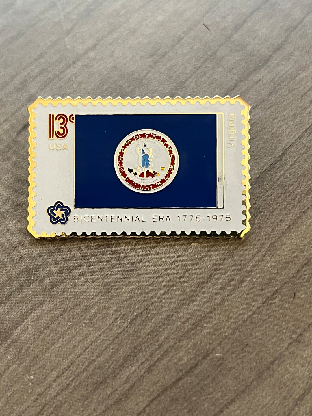 Vintage State of Virginia 13 Cent Bicentennial Stamp Lapel Pin/brooch ...