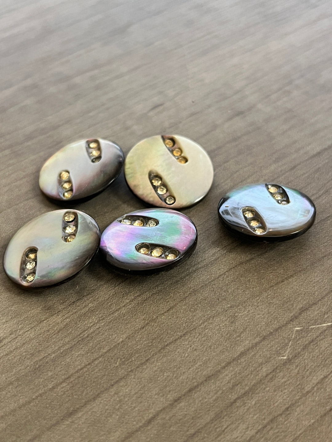 Set of 5 Vintage Shimmer Stone Buttons, Vintage Sewing Items, Crafts - Etsy