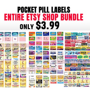 550 Pocket Pill Labels for Pill Organizer in Canva. Pocket Pharmacy ...