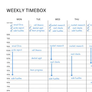 Weekly Timebox Planner, Fillable + Printable PDF, Hourly Weekly Time ...