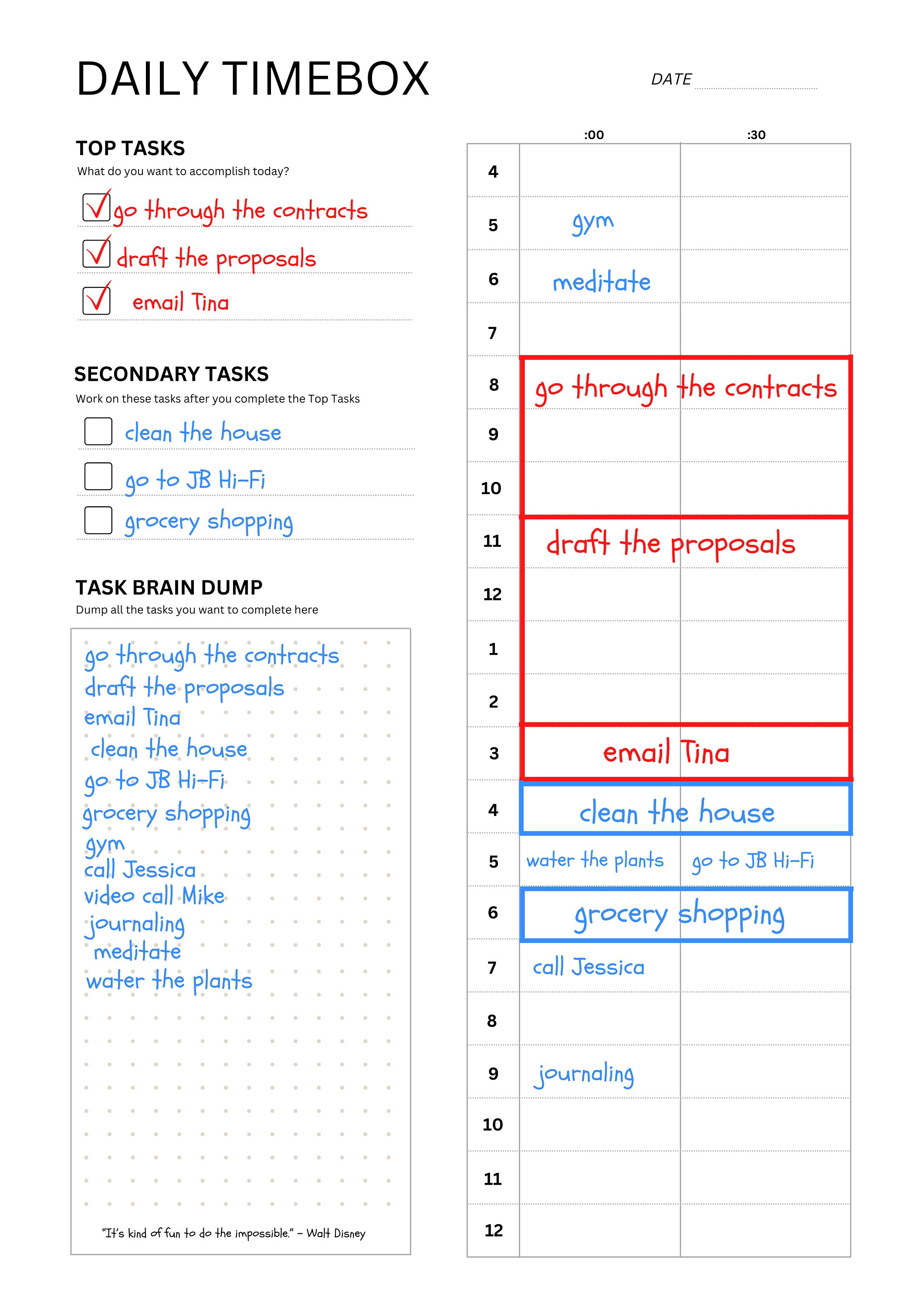 Daily Timebox Planner, ADHD Daily Schedule, Time Block Journal, To-do ...