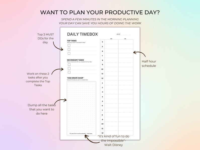 Daily Timebox Planner, ADHD Daily Schedule, Time Block Journal, To-do ...