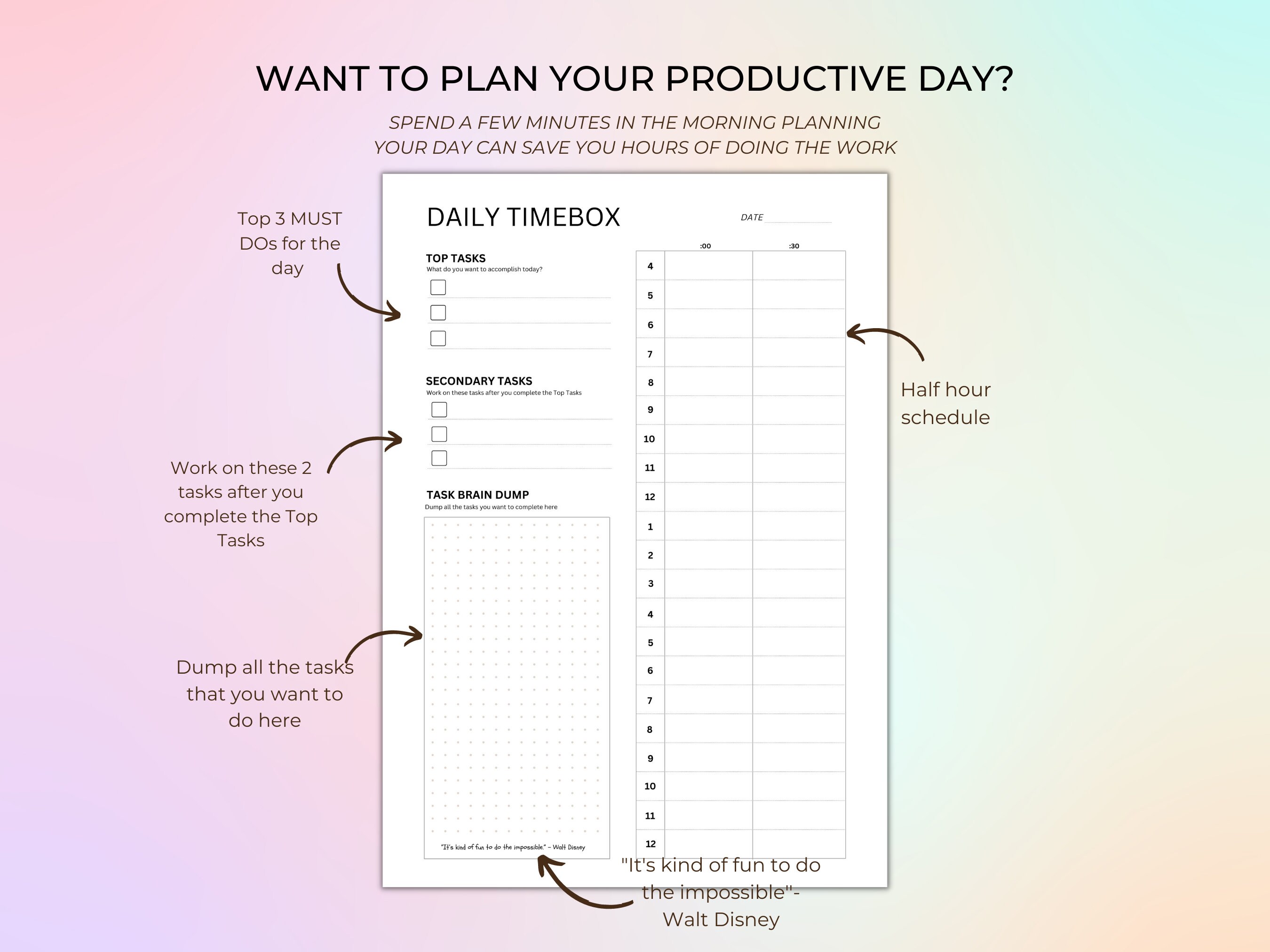 Daily Timebox Planner, ADHD Daily Schedule, Time Block Journal, To-do ...