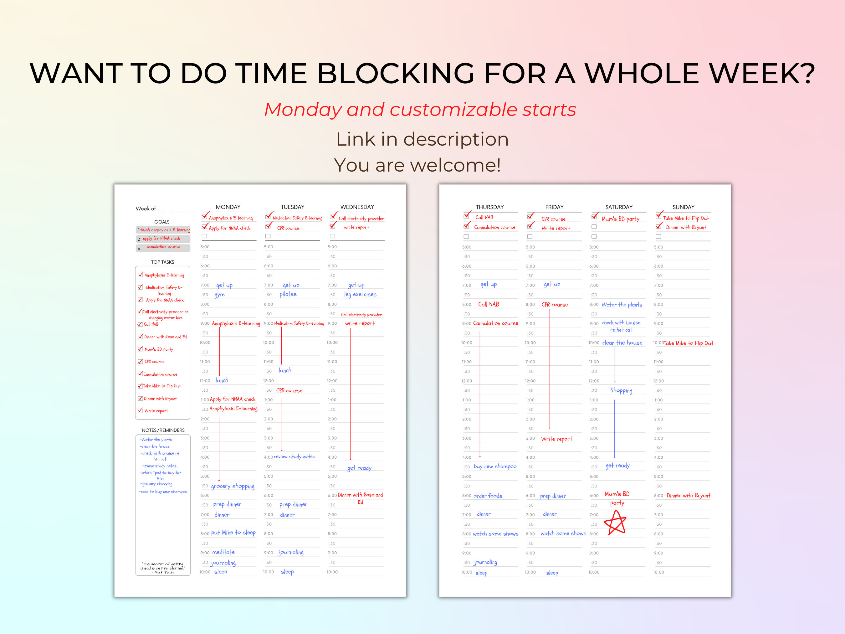 Daily Timebox Planner Fillable Printable PDF Time Block - Etsy