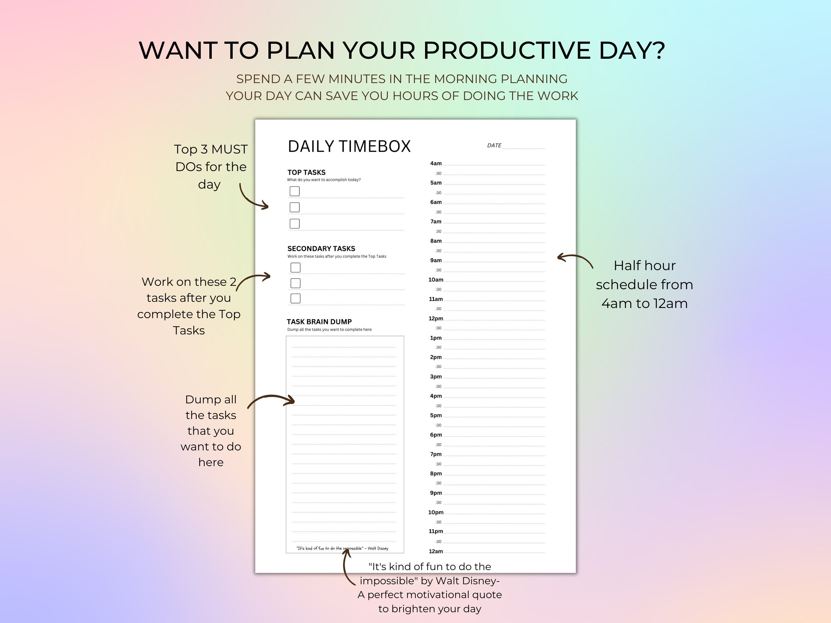 Daily Timebox Planner, ADHD Daily Planner, Time Block Journal ...
