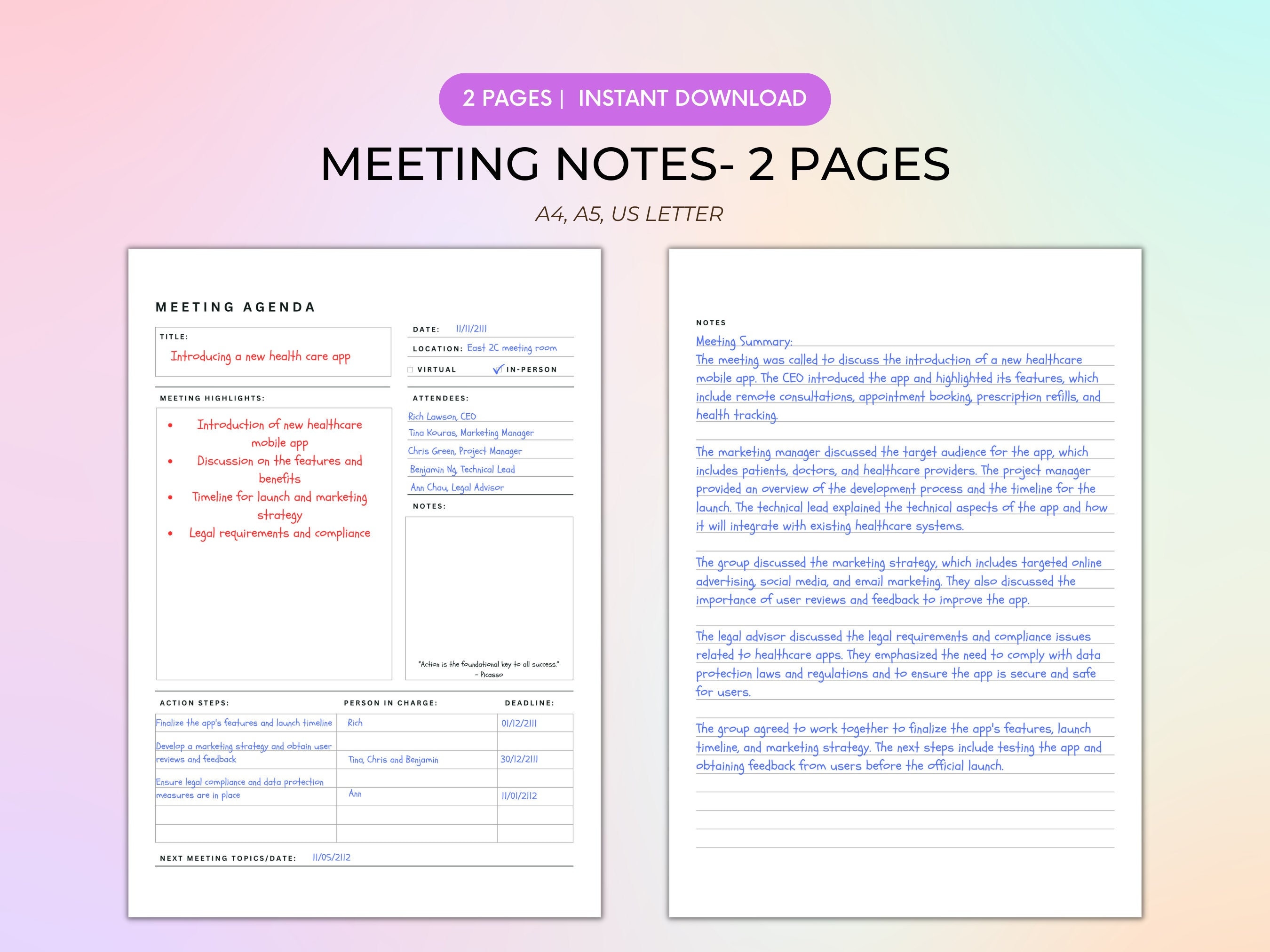 Efficient Meeting Notes Template: Streamline Your Business Meetings ...