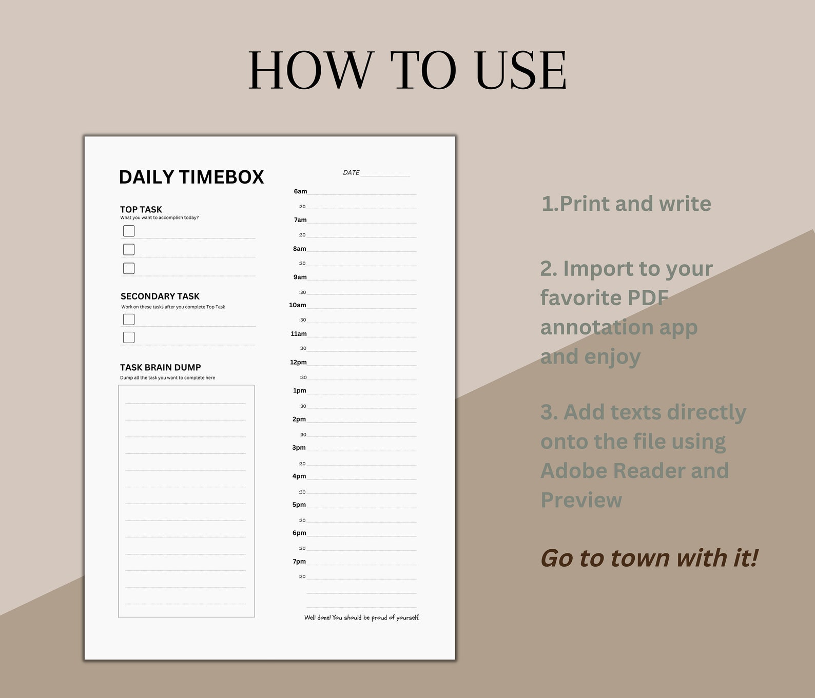 Daily Timebox Planner Fillable Printable PDF Time Block - Etsy UK