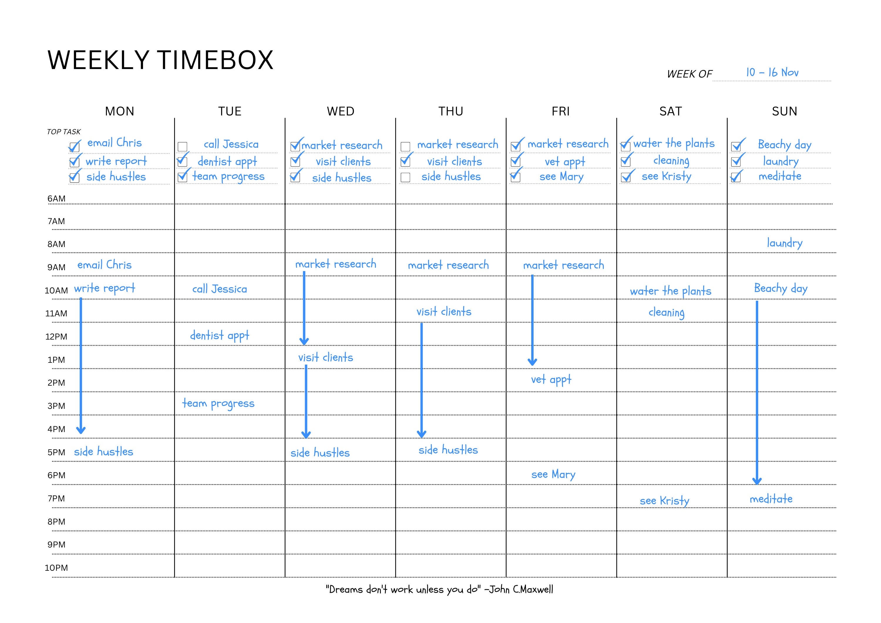 Weekly Timebox Planner, Fillable Printable PDF, Hourly Weekly Time ...