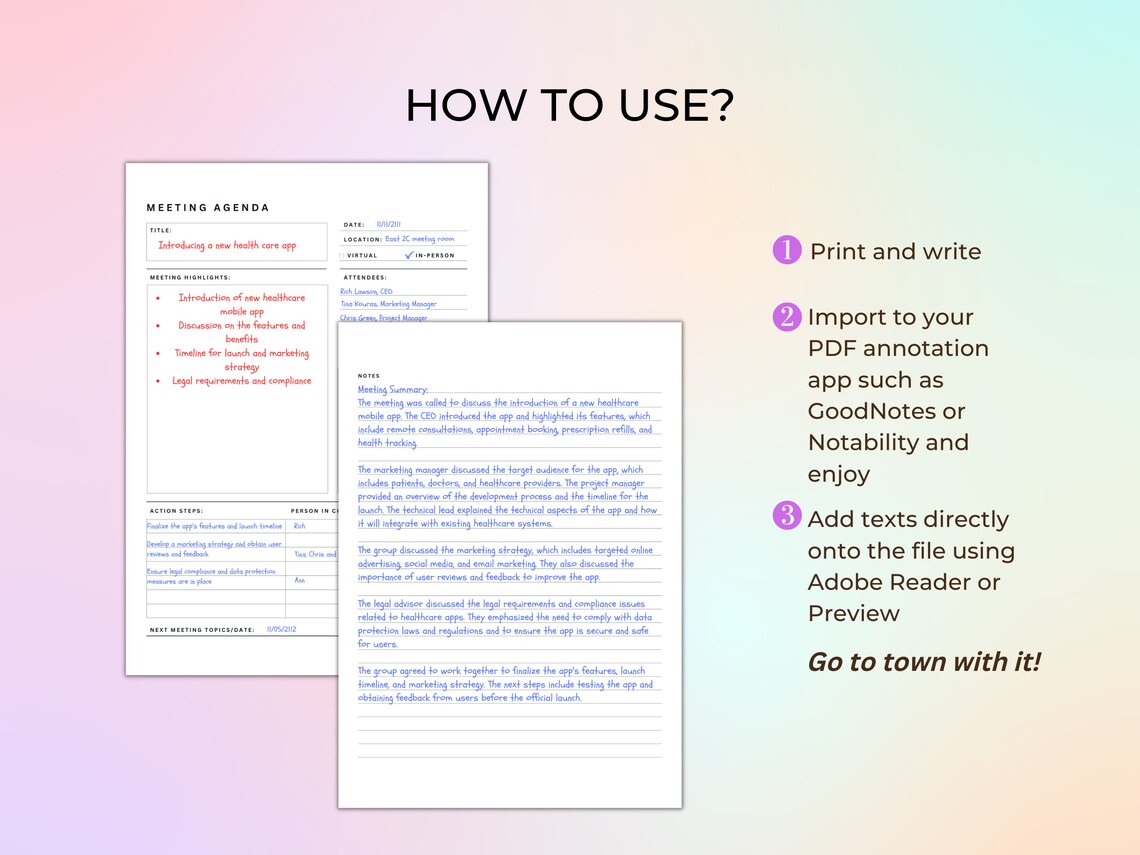 Efficient Meeting Notes Template: Streamline Your Business - Etsy Efficient Meeting Notes Template: Streamline Your Business - Etsy