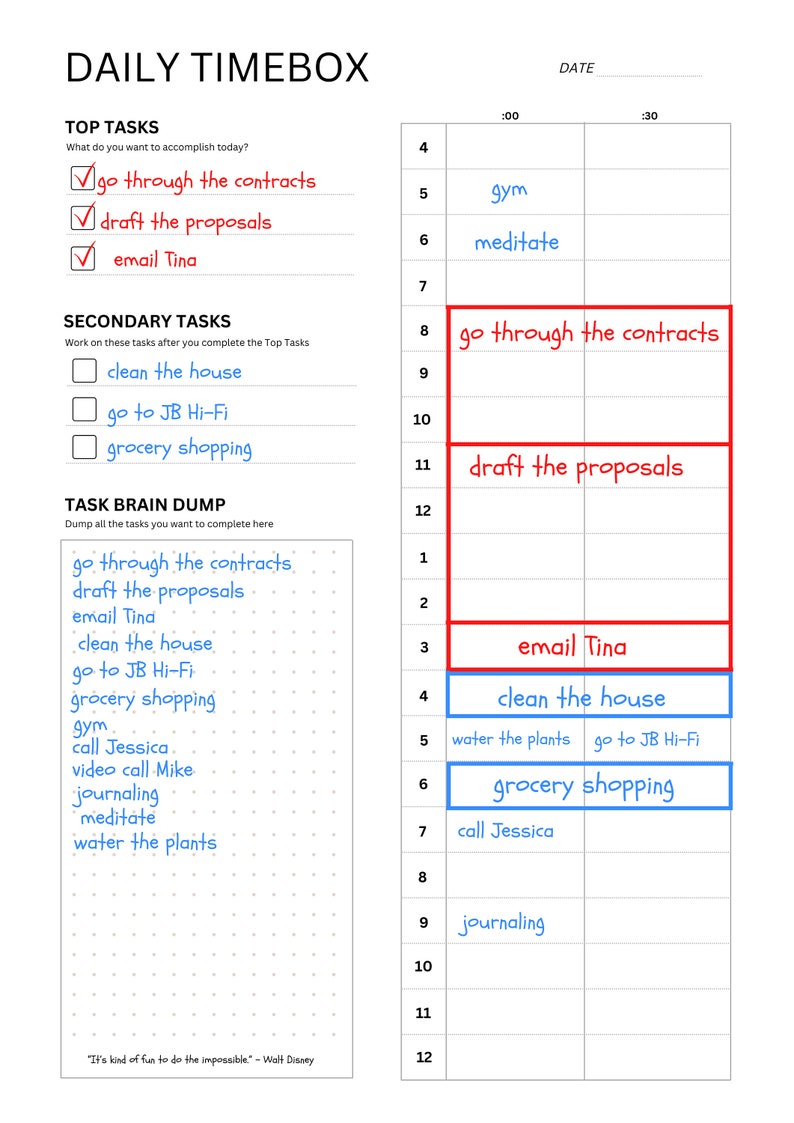 Effortless Time Management System Daily Complete Timebox - Etsy