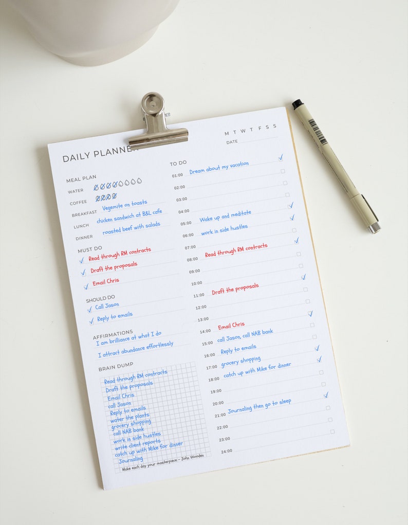 24-hour Daily Timebox Planner, Printable PDF, Time Block Journal, Daily ...