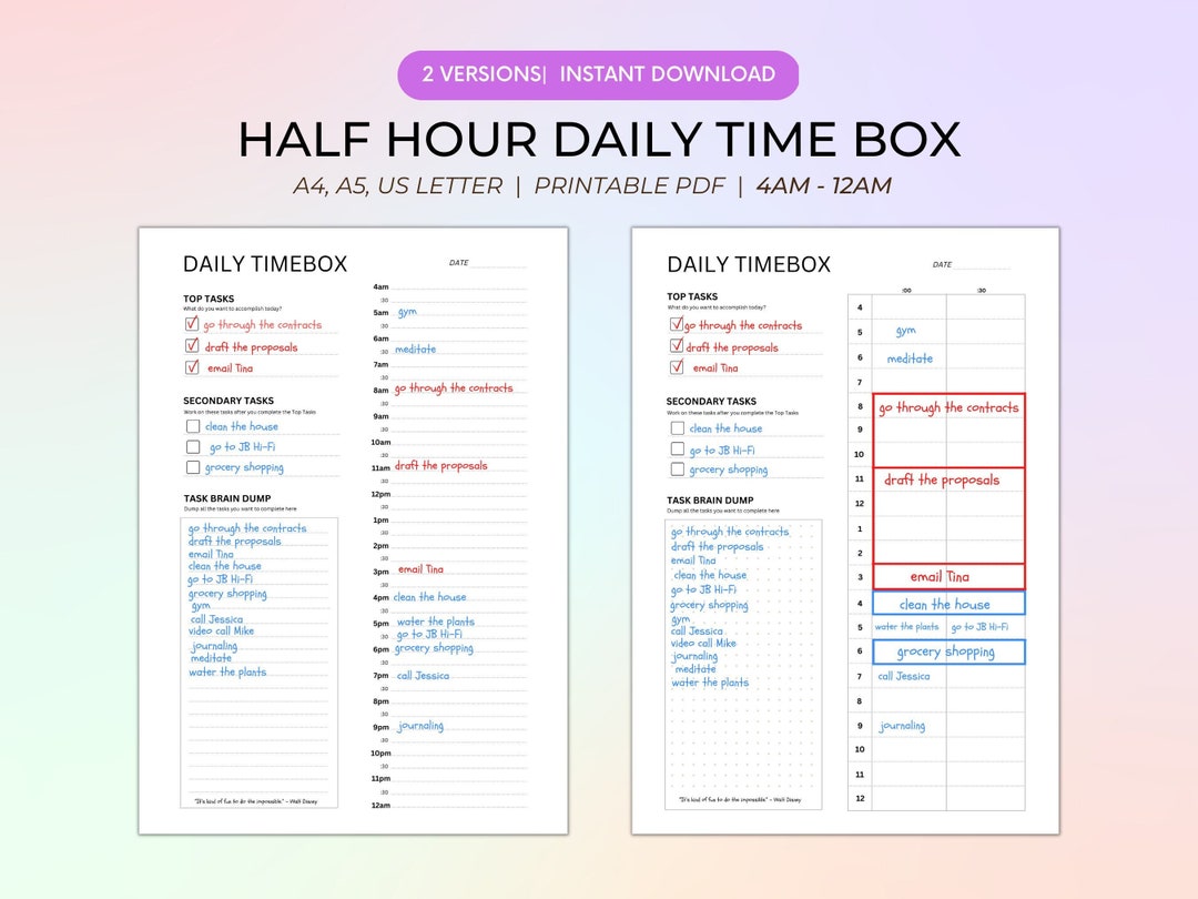 Effortless Time Management System- Daily Complete Timebox Planners for ...