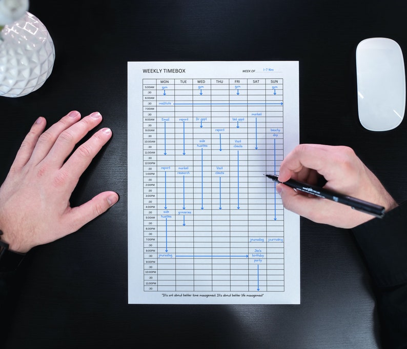 Half Hour Weekly Timebox Planner, Printable, Annotation App Friendly ...
