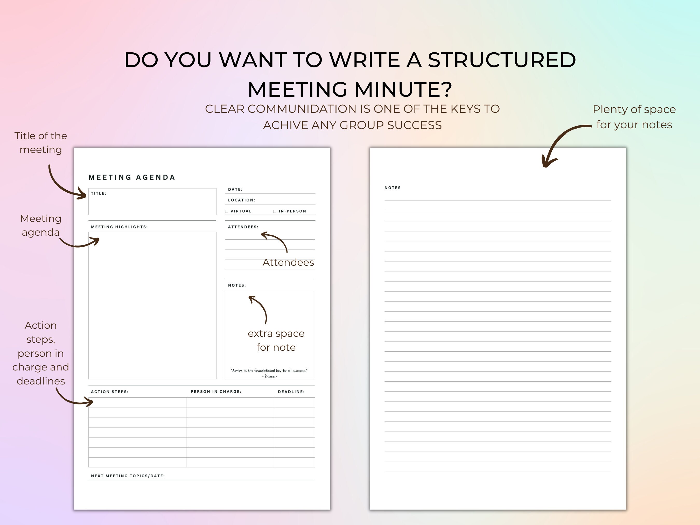 Efficient Meeting Notes Template: Streamline Your Business Meetings ...