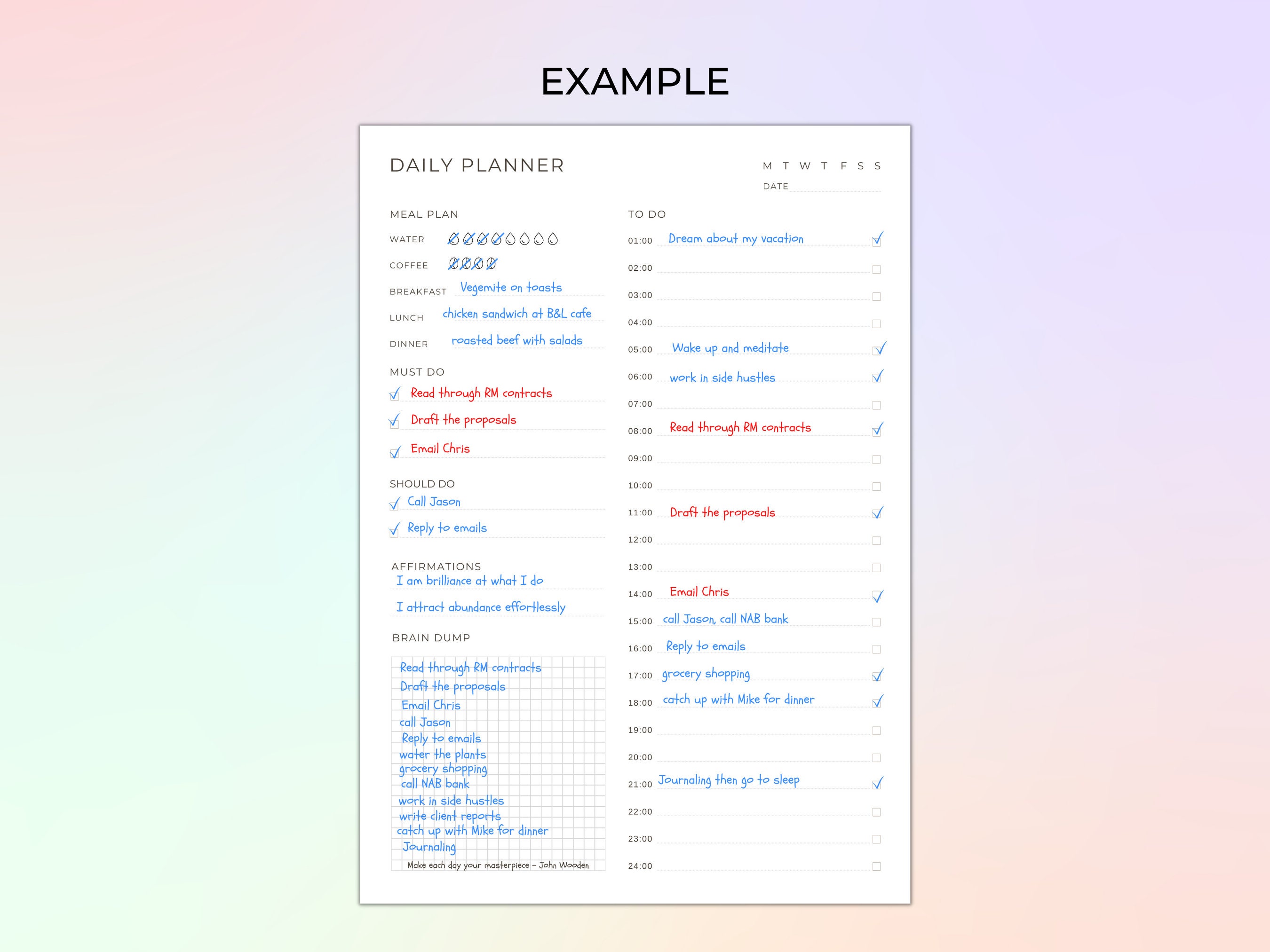 24-hour Daily Timebox Planner, Printable PDF, Time Block Journal, Daily ...