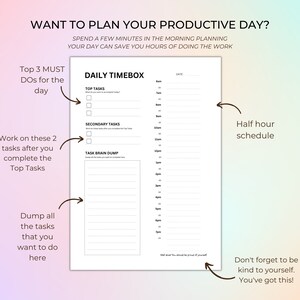 Daily Timebox Planner, Fillable Printable PDF, Time Block Journal, To ...