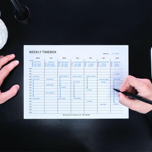 Weekly Timebox Planner, Fillable + Printable PDF, Hourly Weekly Time ...