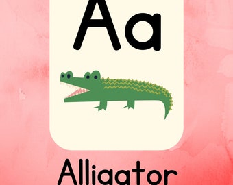 Alphabet Posters PRINTABLE RAINBOW Bright Colors Classroom Decor Animal ...