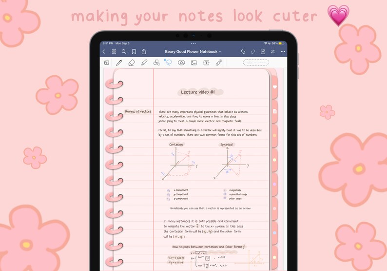 Cute Beary Good Flower Digital Notebook| Hyperlinked Goodnotes5 ...