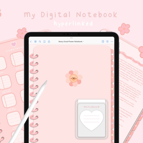 Cute Beary Good Flower Digital Notebook Hyperlinked - Etsy