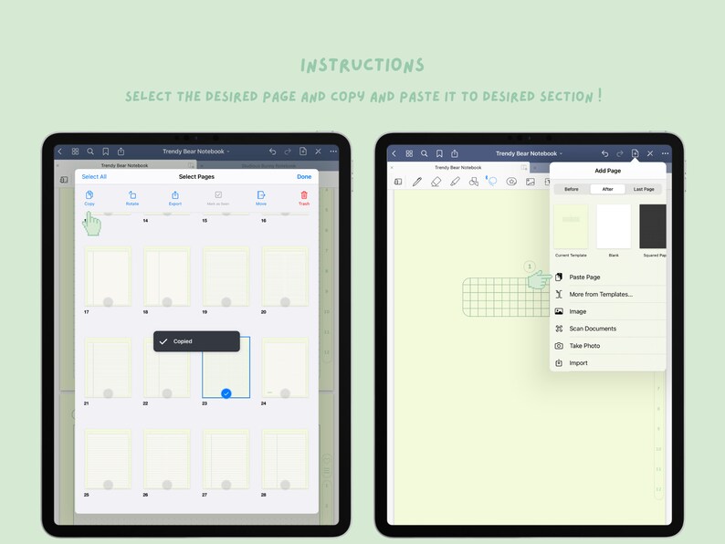 Green Trendy Bear Digital Notebook Hyperlinked Goodnotes - Etsy