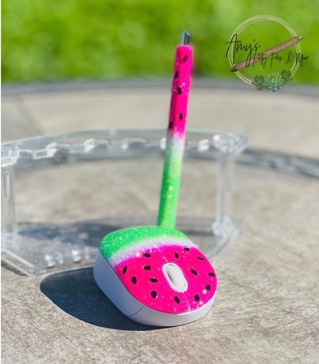 Watermelon Summer/ /glitter/resin/ Personization/wireless Mouse/pen Set ...
