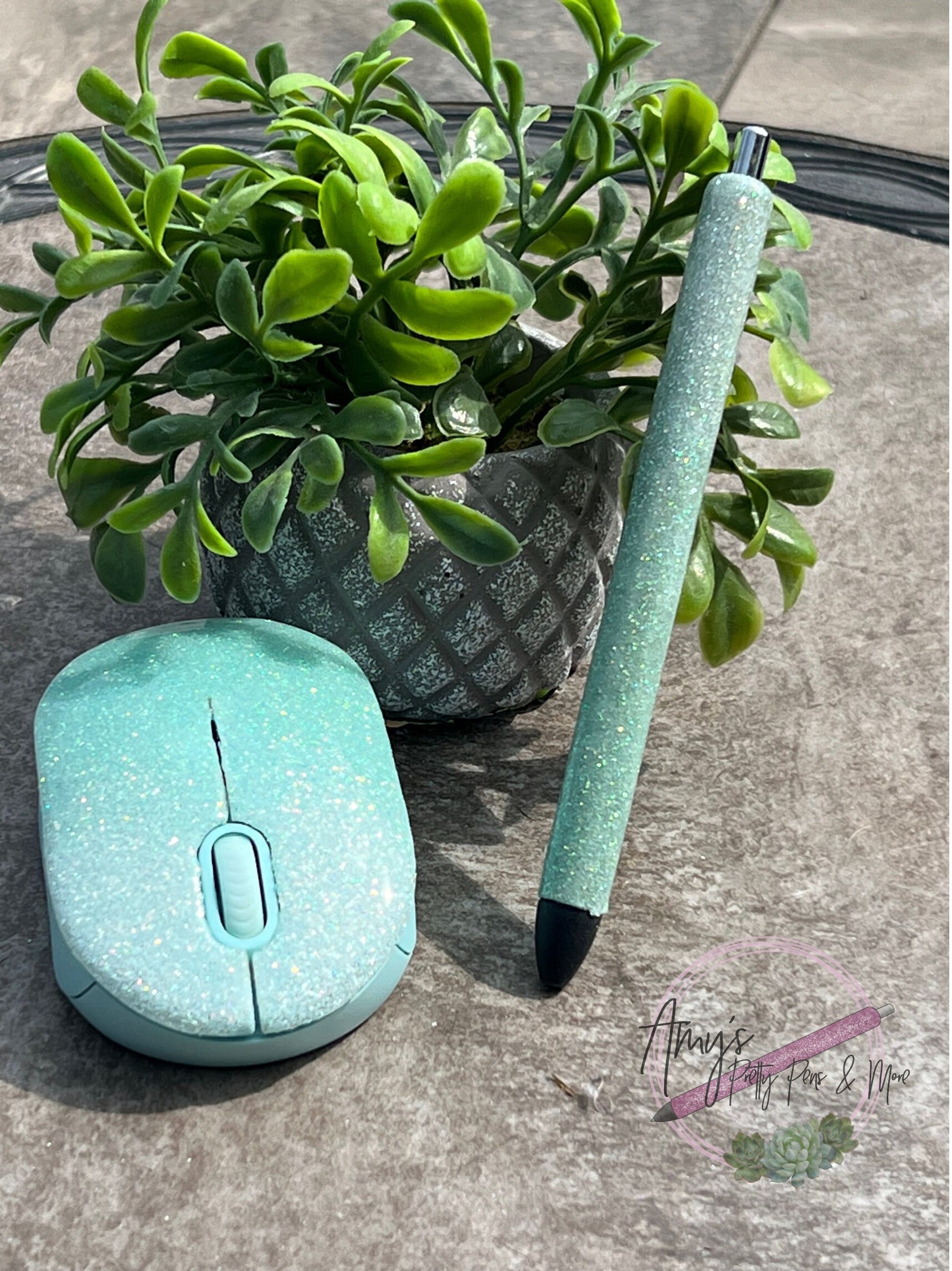 Custom Glitter Wireless Mouse and Pen Sets - Etsy