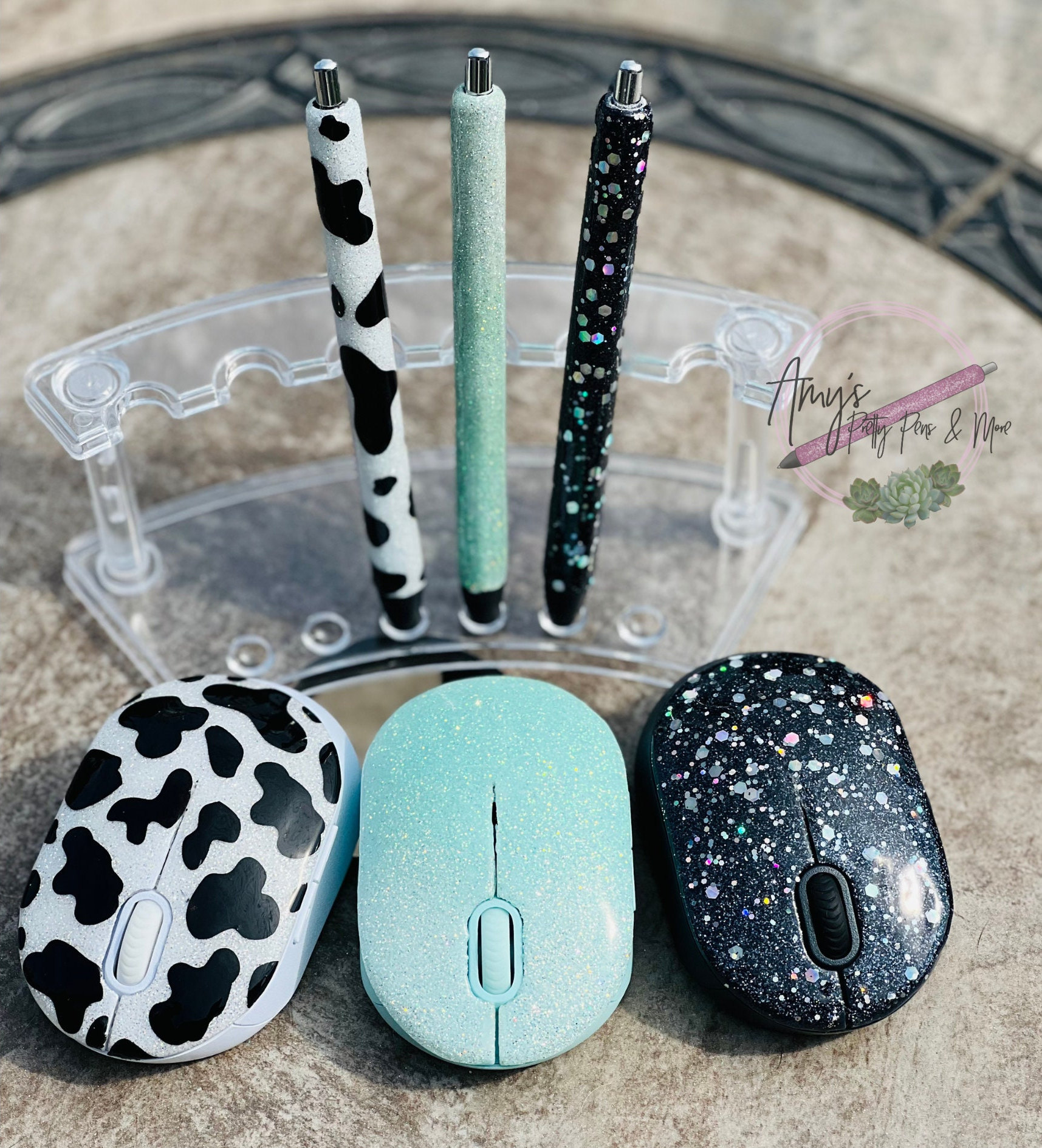 Custom Glitter Wireless Mouse and Pen Sets - Etsy