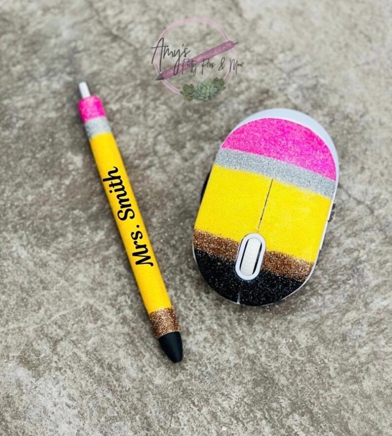 Custom Glitter Wireless Mouse and Pen Sets - Etsy