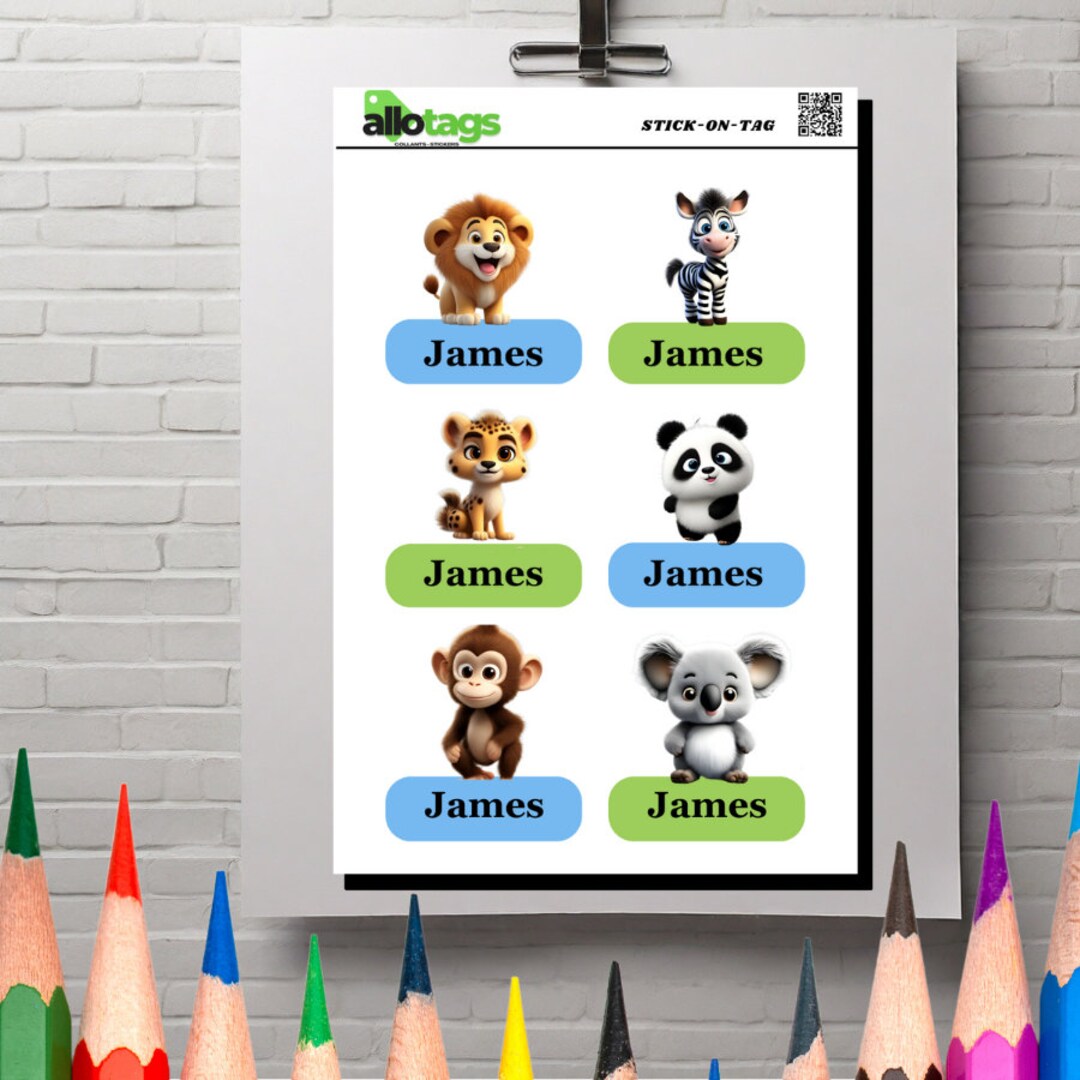 Animals Personalized Name Stickers, Colorful Labels for Parents, School ...