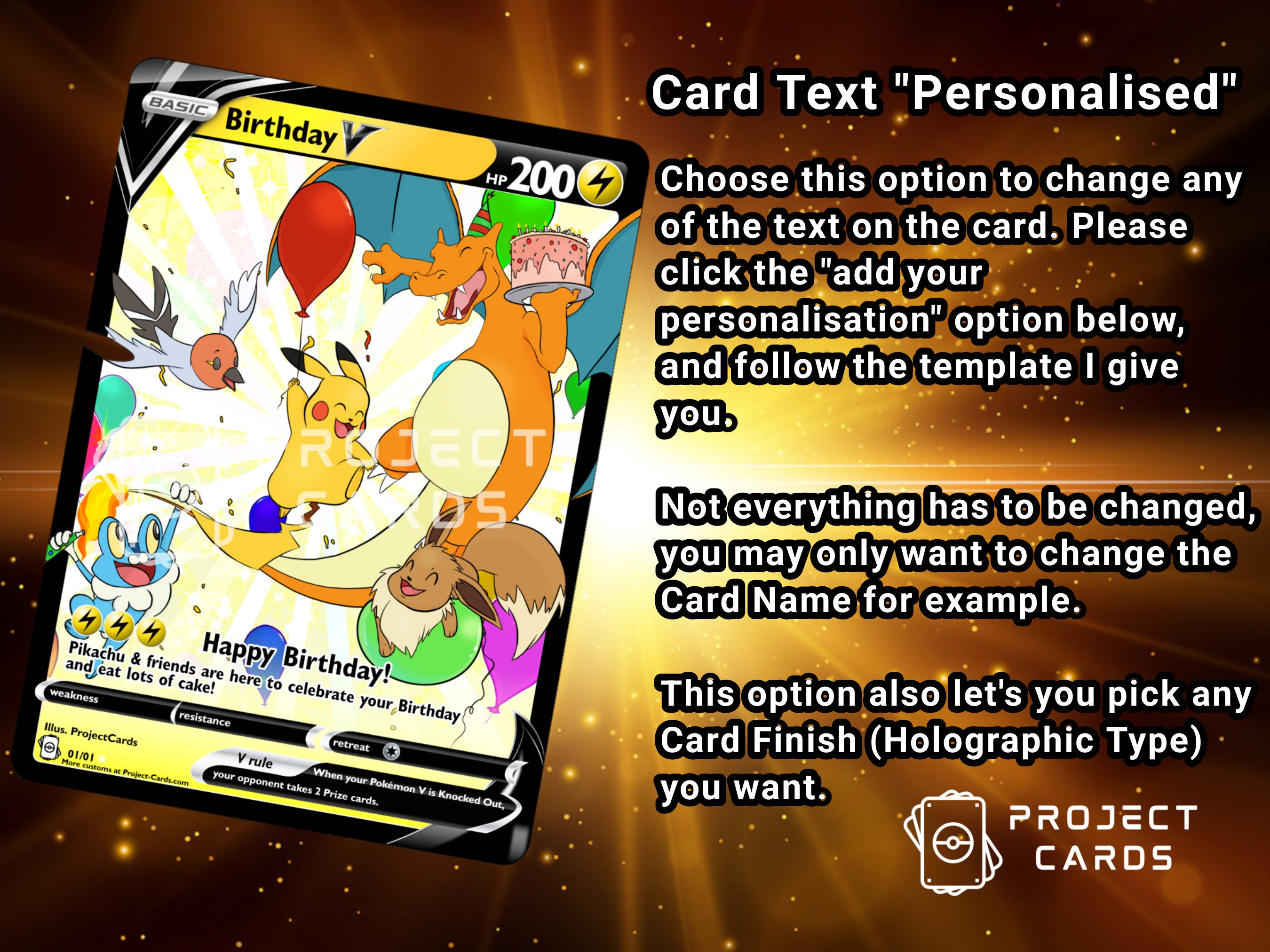 Birthday V Holographic Custom Birthday Pokemon Card - Etsy