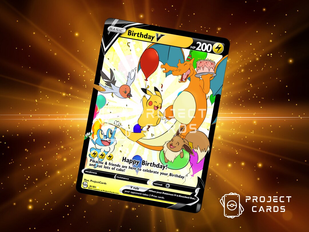 Birthday V Holographic Custom Birthday Pokemon Card - Etsy