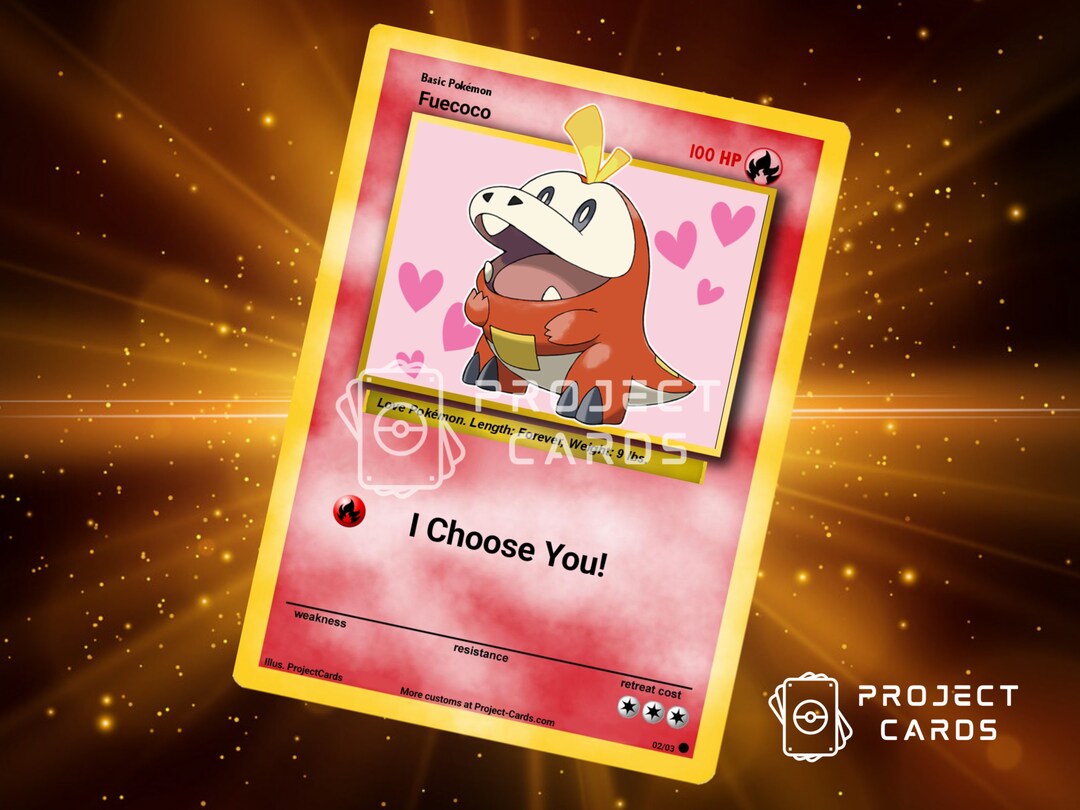 Fuecoco I Choose You Holographic Custom Card - Etsy