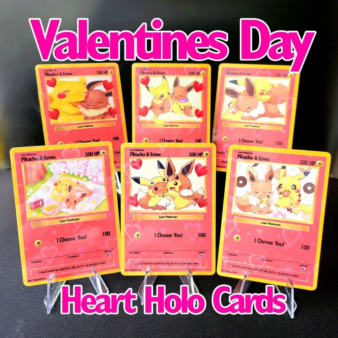 Pikachu and Eevee Valentines for Him & for Her I Choose You Cards ...