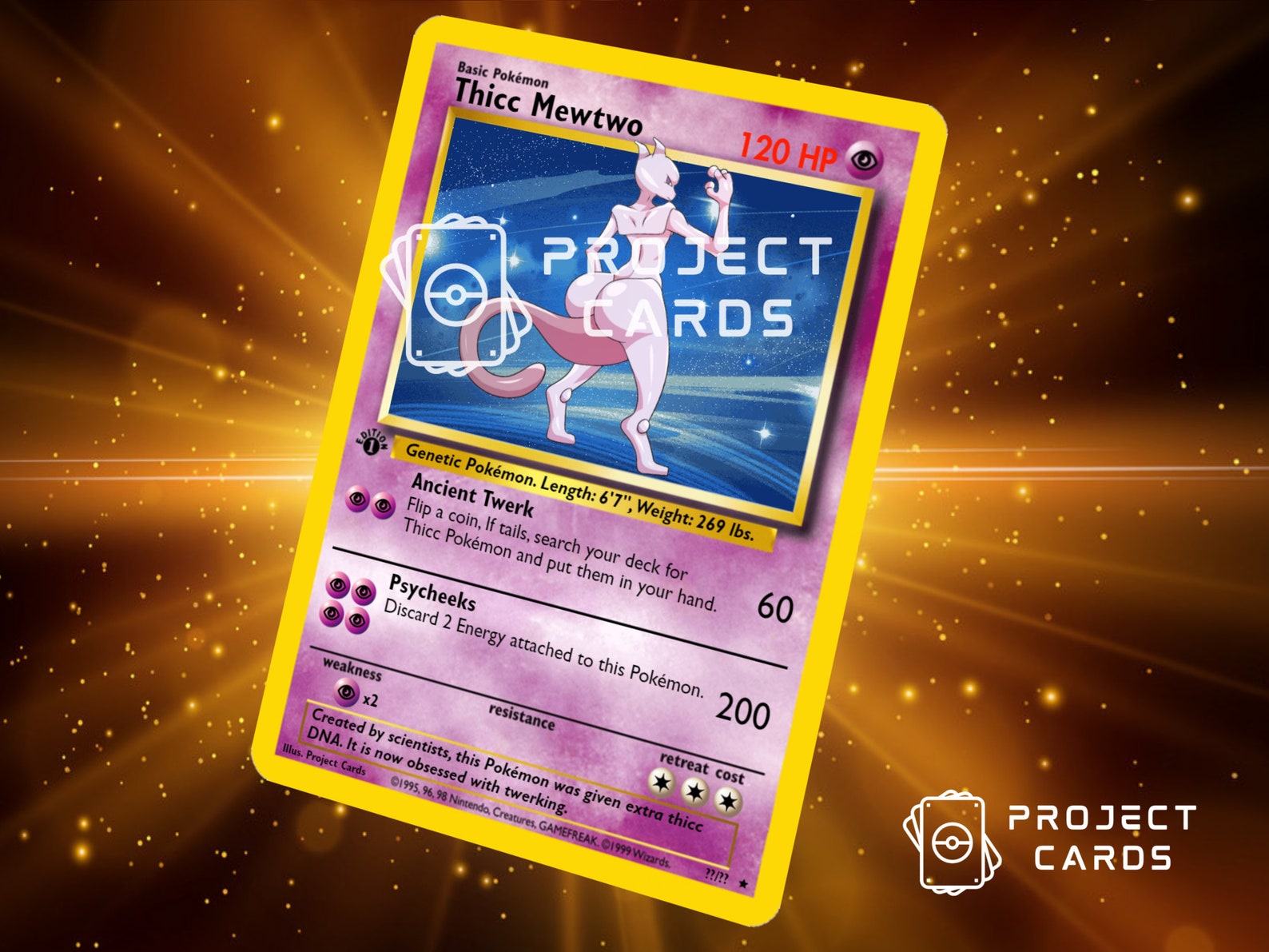 THICC Mewtwo Holo Custom Pokemon Card - Etsy
