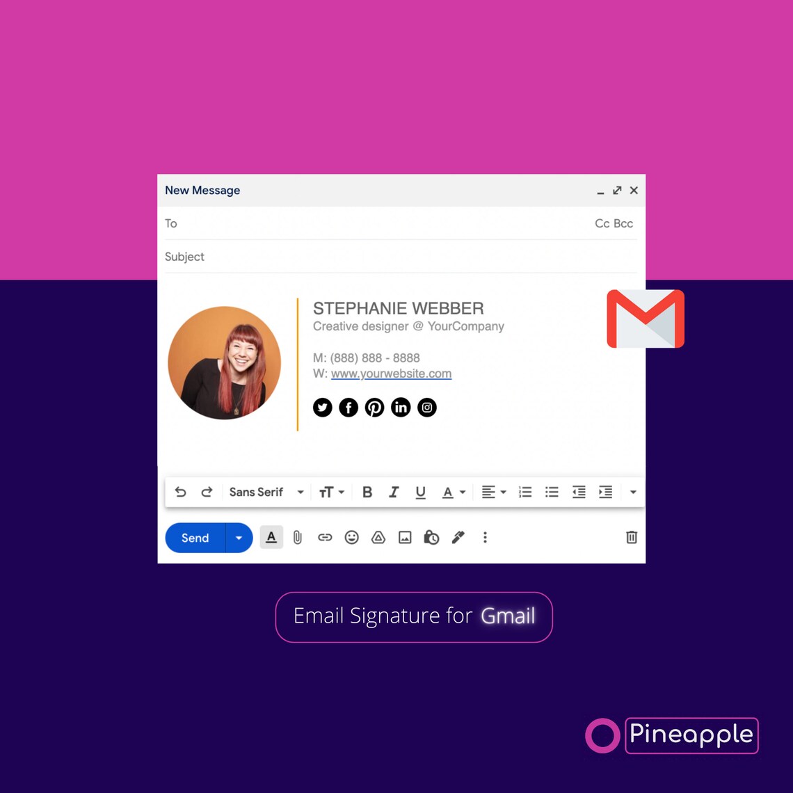 Fully Customizable Gmail Email Signature | Modern | Clickable ...