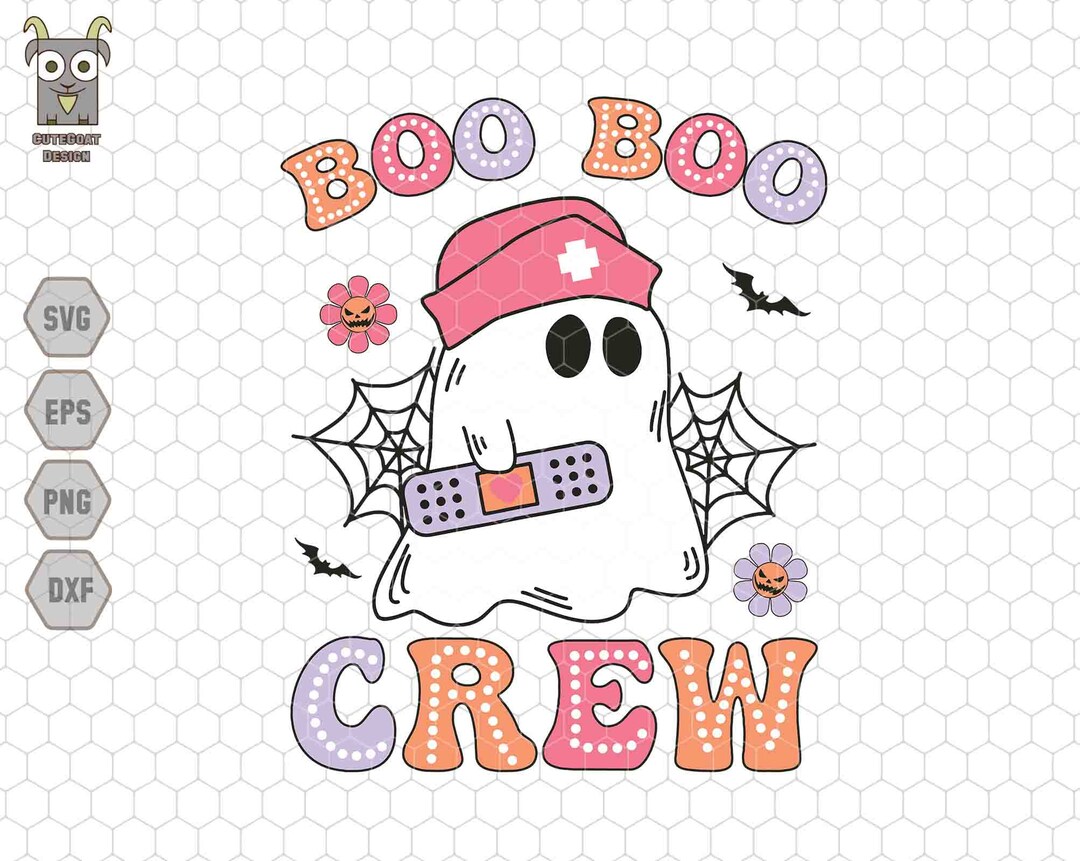 Boo Boo Crew Svg, Retro Halloween Svg, Ghost Nurse Svg, Cute Ghost Svg ...