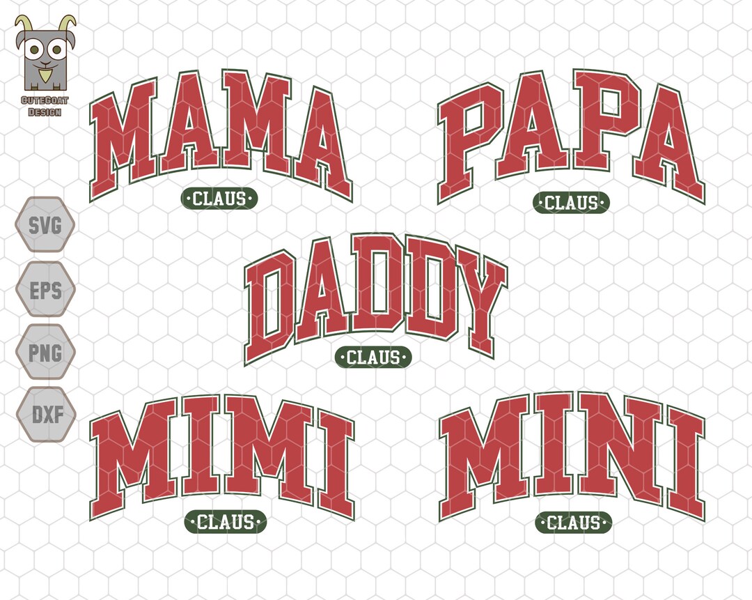 Mama Claus Svg, Family Claus Svg Bundle, Daddy Claus, Mimi Claus, Merry ...