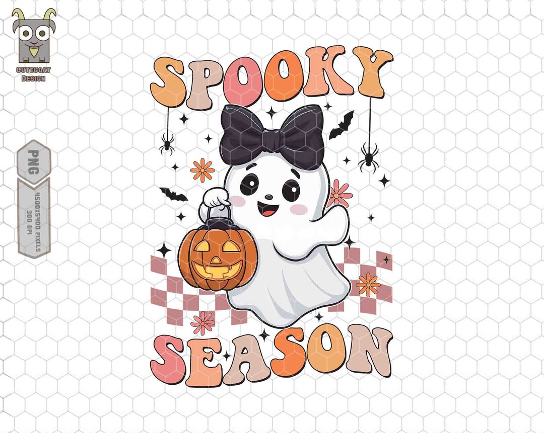Spooky Season Png, Spooky Vibes Png, Cute Ghost Halloween Png, Retro ...