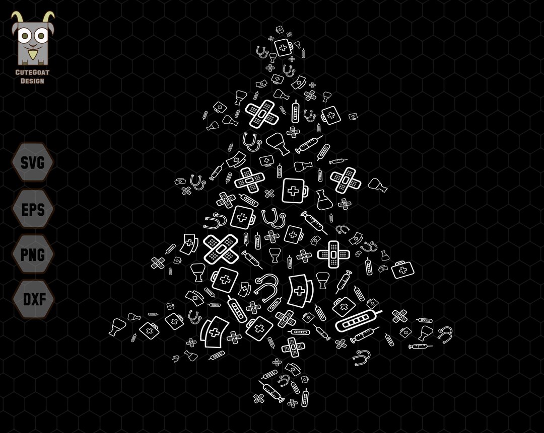 Nurse Christmas Tree Svg, Merry Christmas Svg, Medical Equipment Svg ...