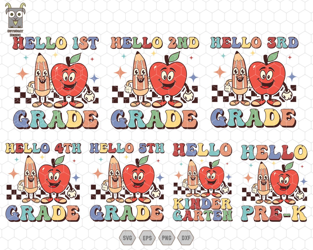 Hello Back to School Svg Bundle, Retro Smileys Svg , Kindergarten Svg ...