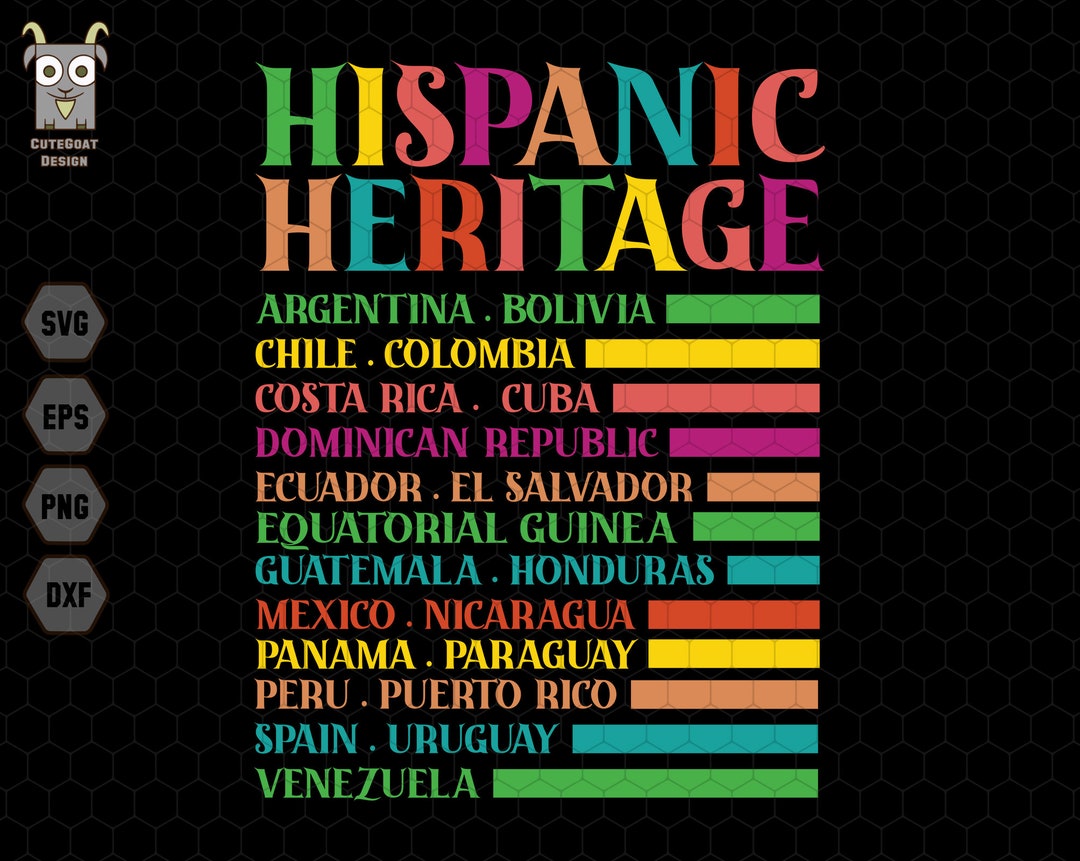 Hispanic Heritage Svg, Mes De La Svg, Herencia Hispana Svg, Hispanic ...