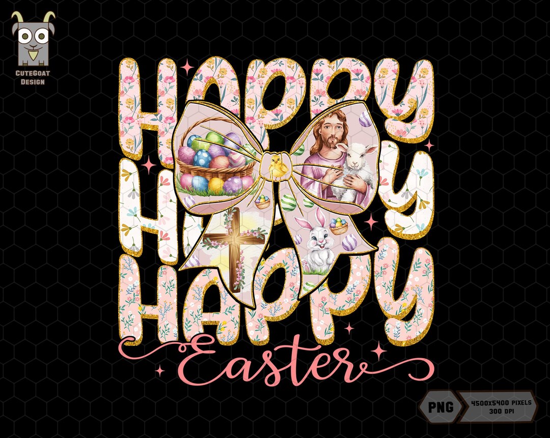 Happy Easter Png, Easter Coquette Bow Png, Christian Easter Png, Easter ...